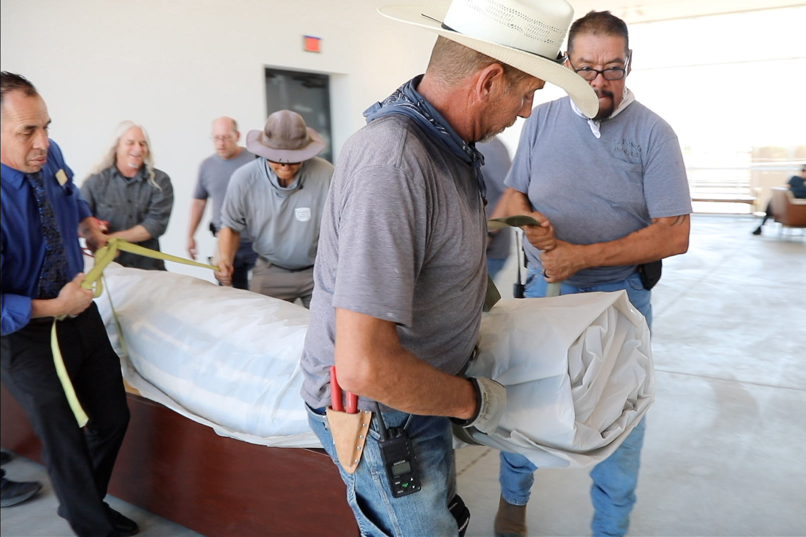 Moving The Big Rug to the Exhibit - Affeldt Mion Museum
